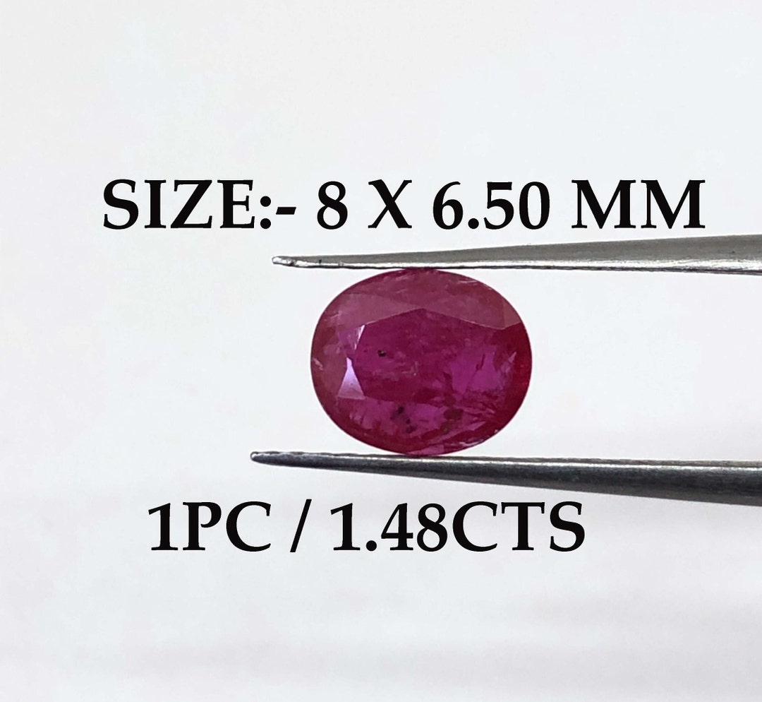 1.48 Ct Natural Certified Ruby Oval Shape Size 8x6.5 Mm Cut Faceted ...