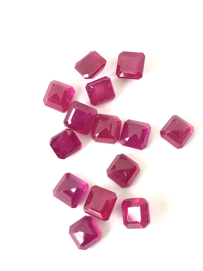 Red Ruby Square Octagon Shape Cut Faceted Size 3mm 4mm 5mm | Etsy