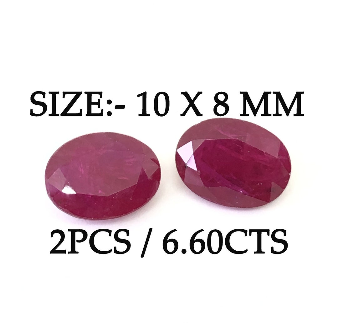 6.60 Ct Certified Pair Ruby Oval Shape Size 10x8 Mm Cut Loose Gemstone ...
