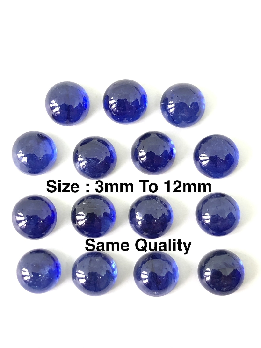 Blue Sapphire Round Shape Cabochon Flat Back, Loose Gemstone, Size 3mm ...