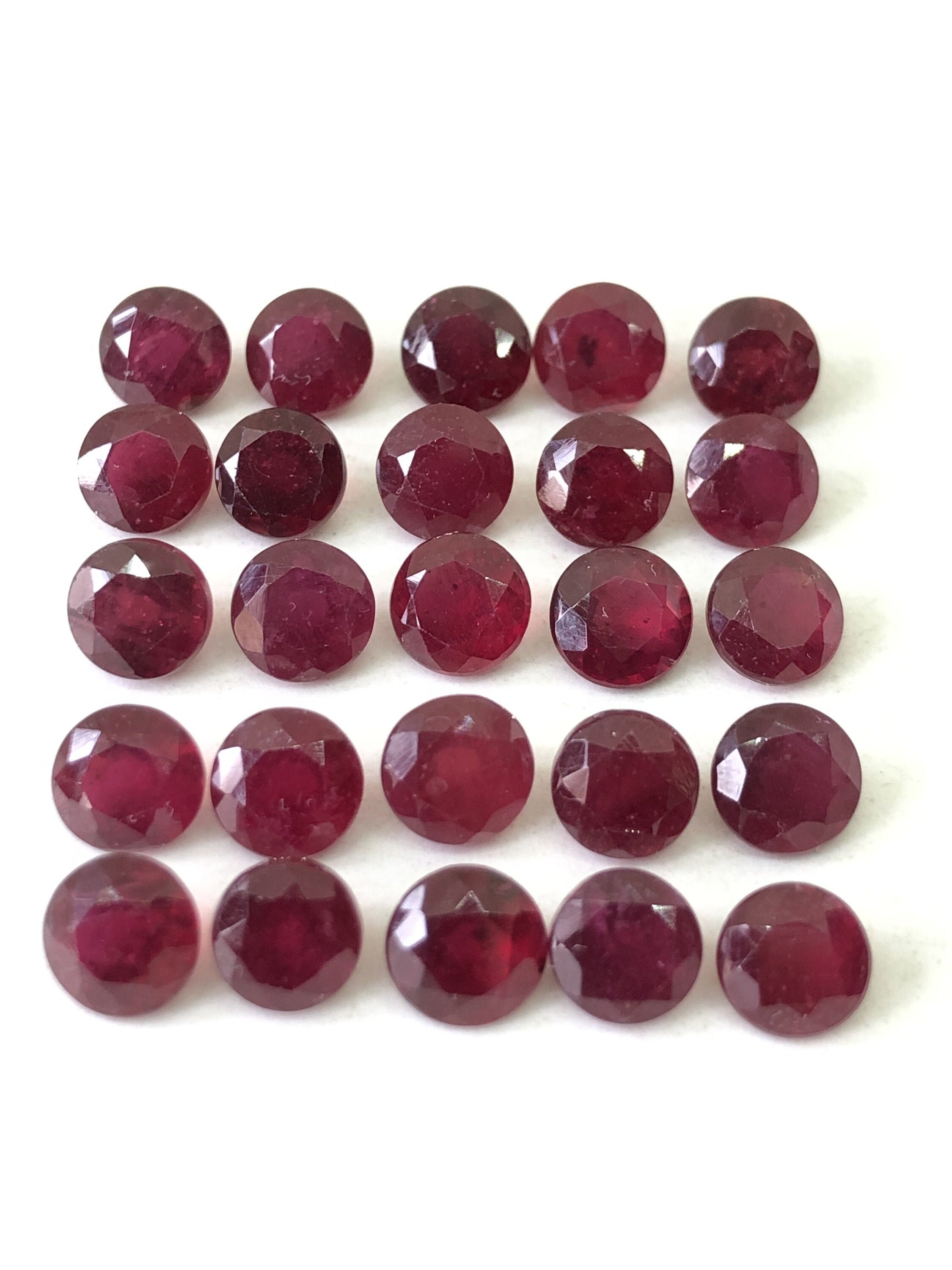 Red Ruby Round Shape Cut Faceted Loose Gemstone Size 2mm 3mm - Etsy