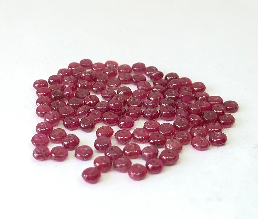 Ruby Rondelle Loose, Ruby Round Beads, Ruby Drilled Gemstone Sizes 3 to ...