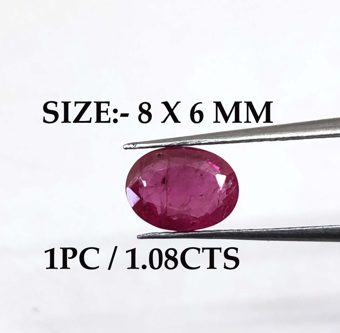 1.08 Cts Natural Luster Ruby Oval Shape Size 8x6 Mm Cut Faceted Loose ...