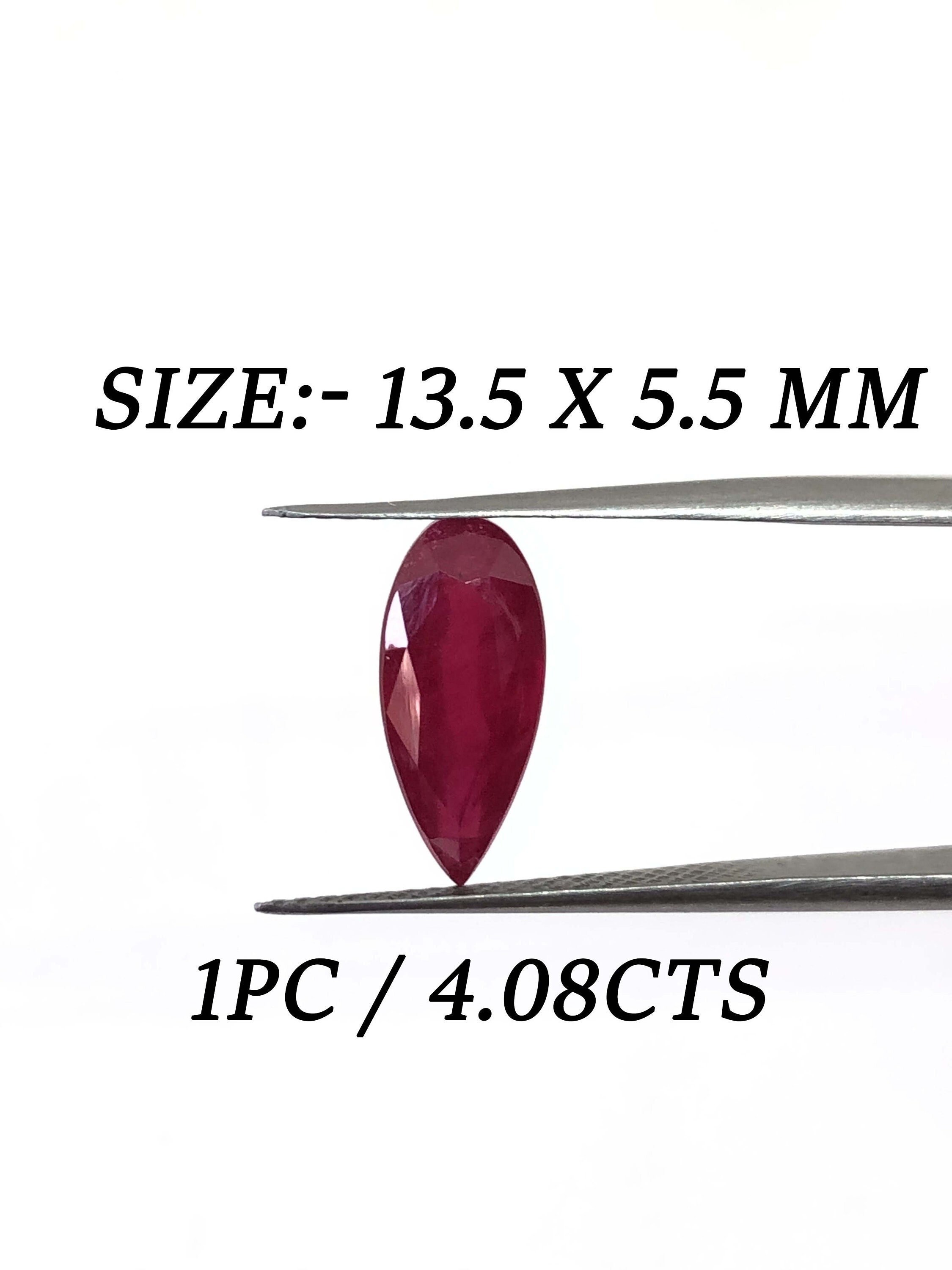 4.08ct Natural Ruby Long Shape Pear Cut Faceted Size 13.5X5.5 - Etsy