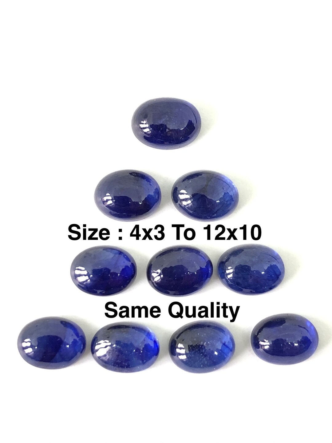 Blue Sapphire Oval Shape Cabochon Flat Back, Loose Gemstone, Size 4x3 ...