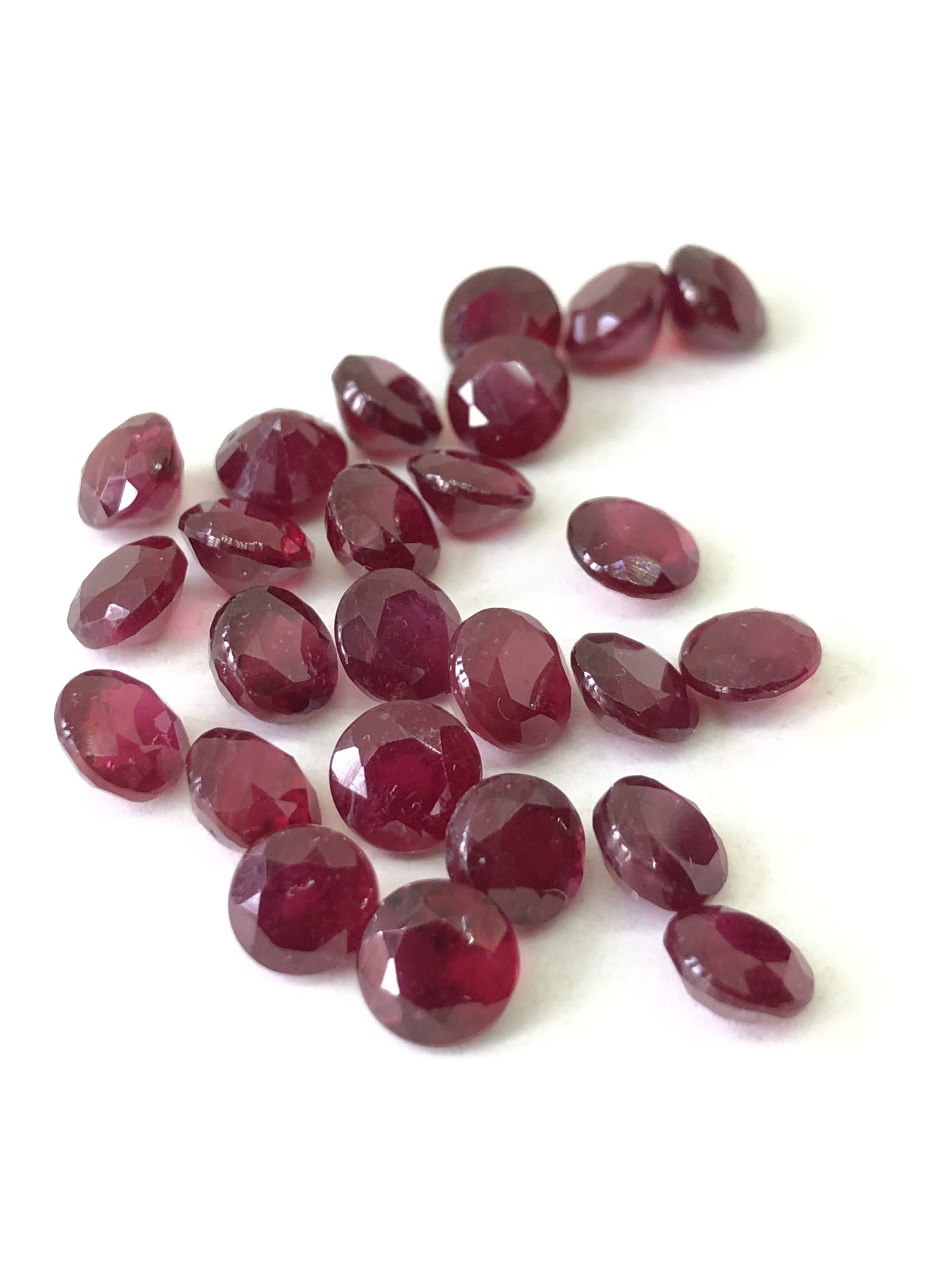 Red Ruby Round Shape Cut Faceted Loose Gemstone Size 2mm 3mm - Etsy