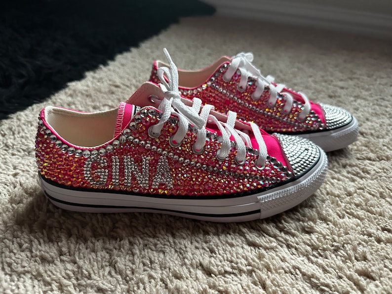 Pink Rhinestone Sneakers, Bling Sneakers, Bling Kicks, Sparkle Shoes ...