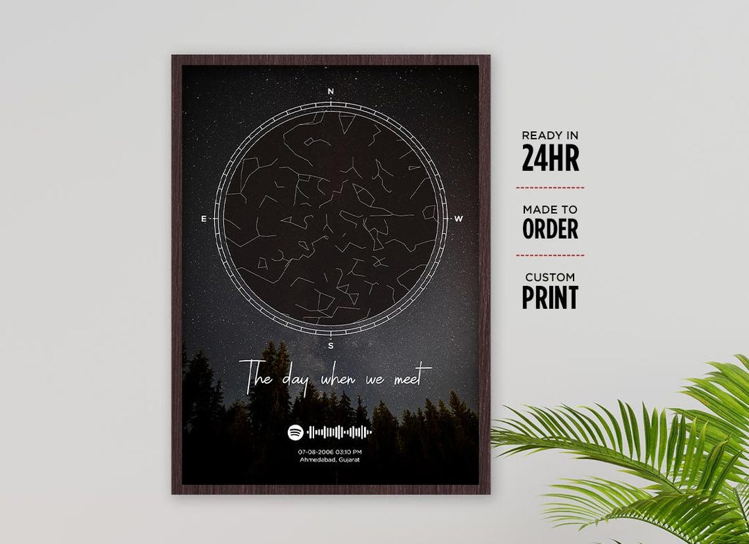 Skymap Personalized Constellation Map Custom Night Sky, Stars on Wedding, Celestial Map Art ...