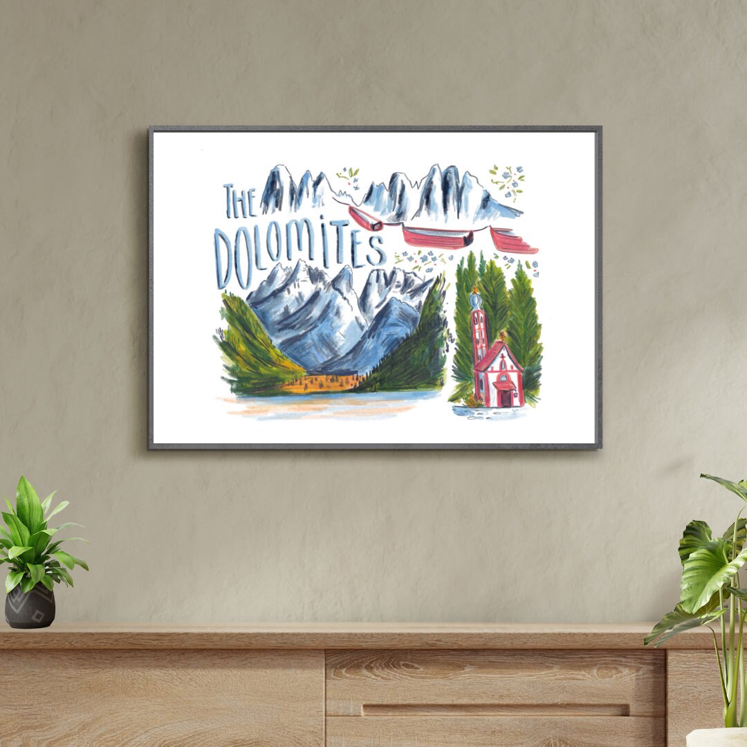 Dolomites Italy Travel Poster: Alpine Art Print of Italy's Breathtaking ...