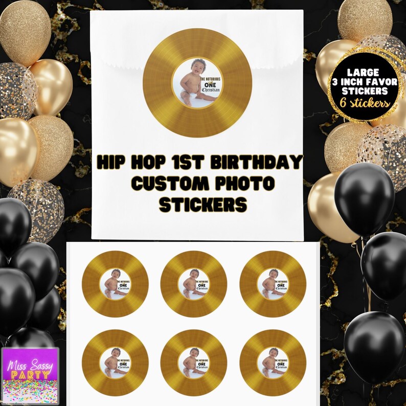 Notorious ONE Hip Hop 1st Birthday Gold Record CUSTOM Photo Round ...