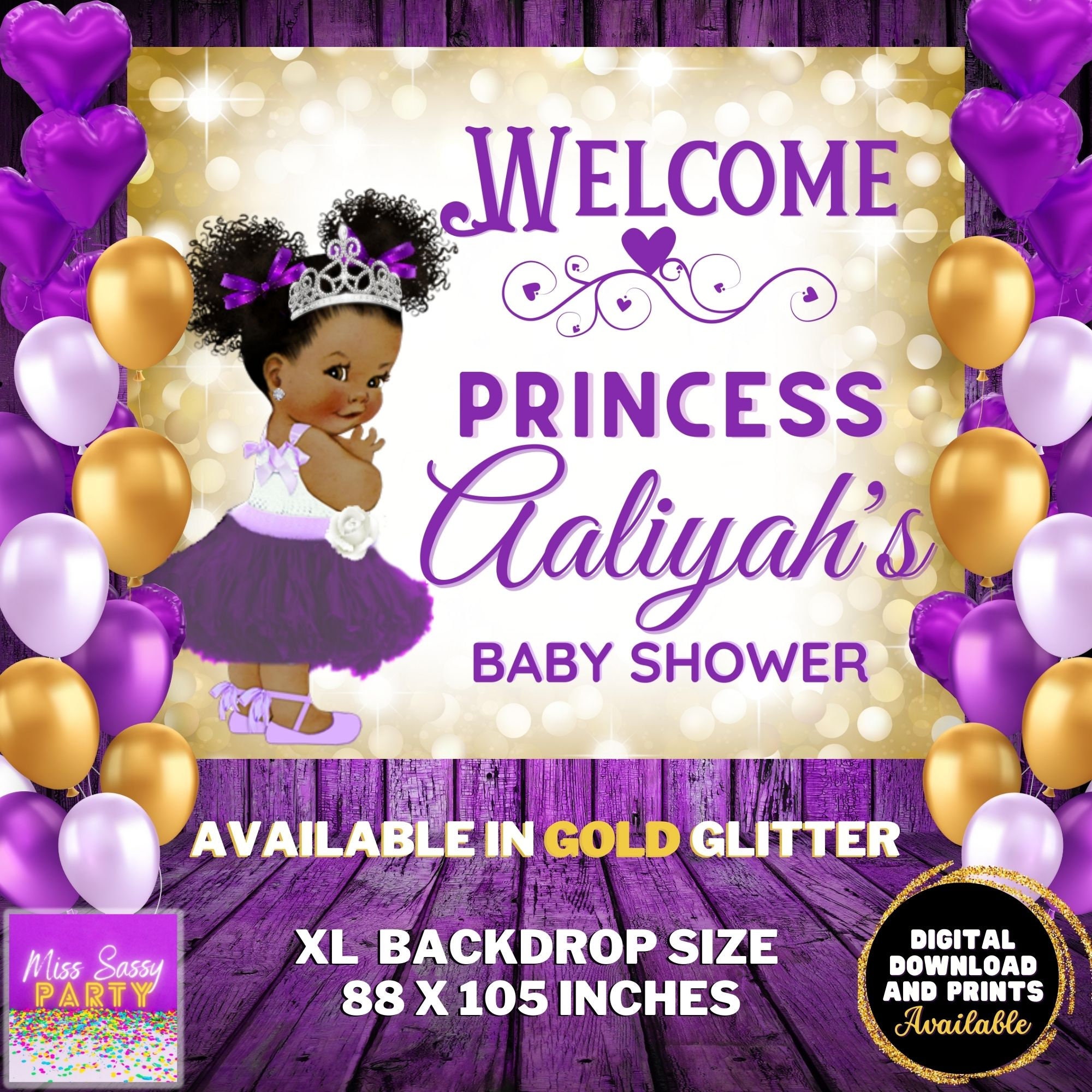 Elegant Royal African Princess Purple Baby Shower, Royal Birthday ...