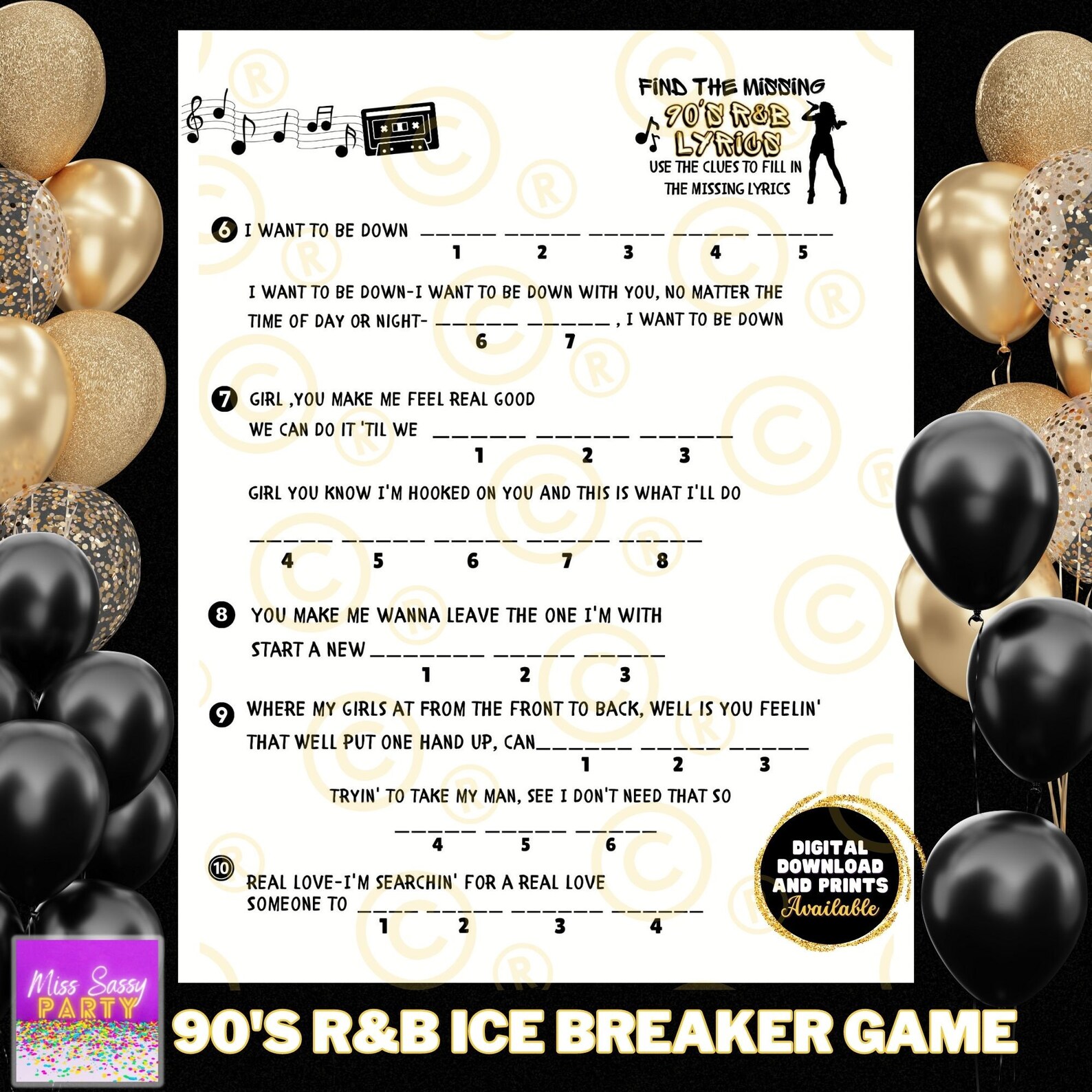 90's Hip Hop Crossword Puzzle, Old School Birthday/baby Shower Group ...