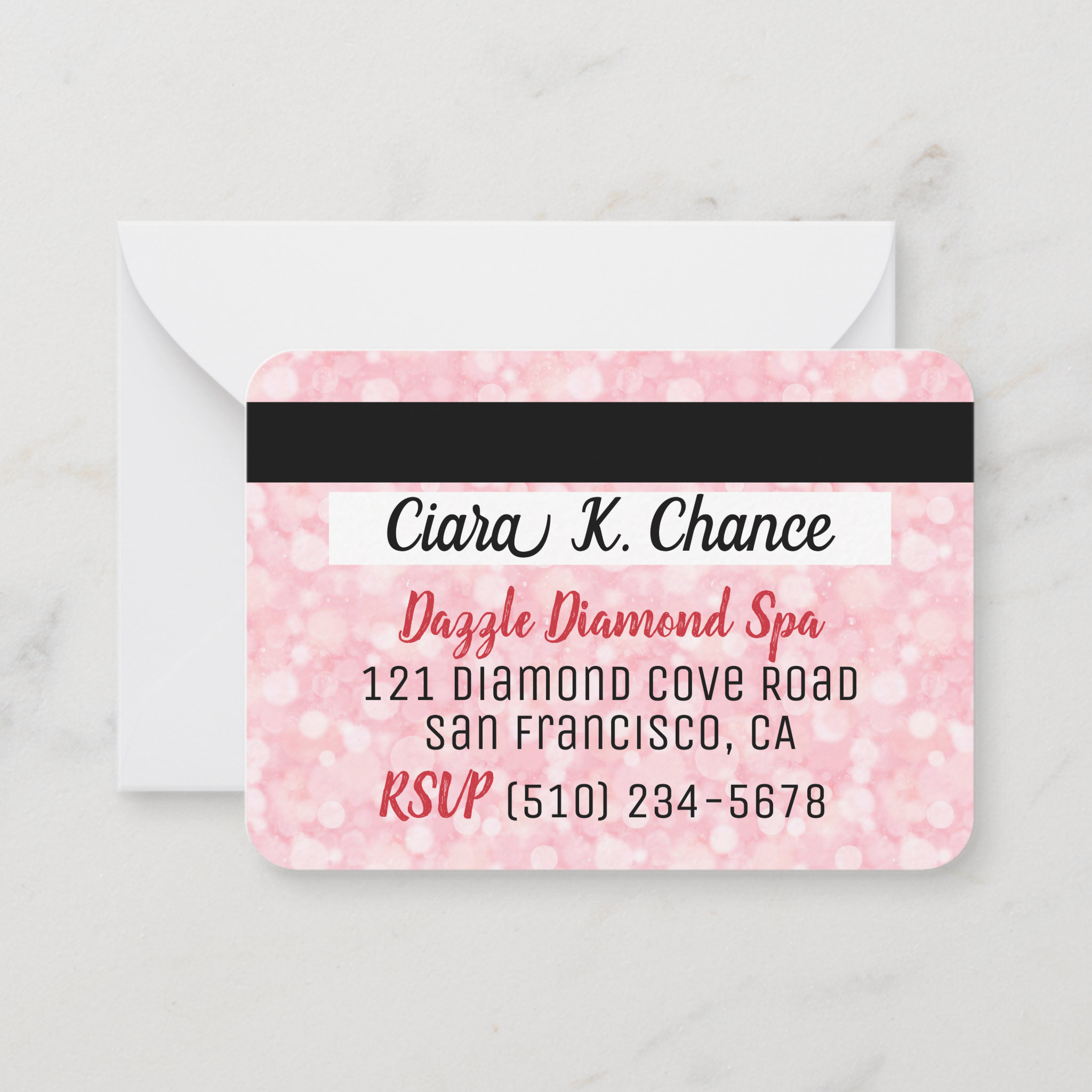 VIP Credit Card Birthday Invitations: Pink Spa Party, Photo Invite - Etsy