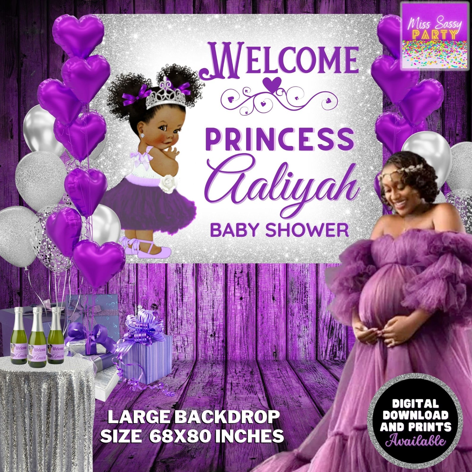 Elegant Royal African Princess Purple Baby Shower, Royal Birthday ...