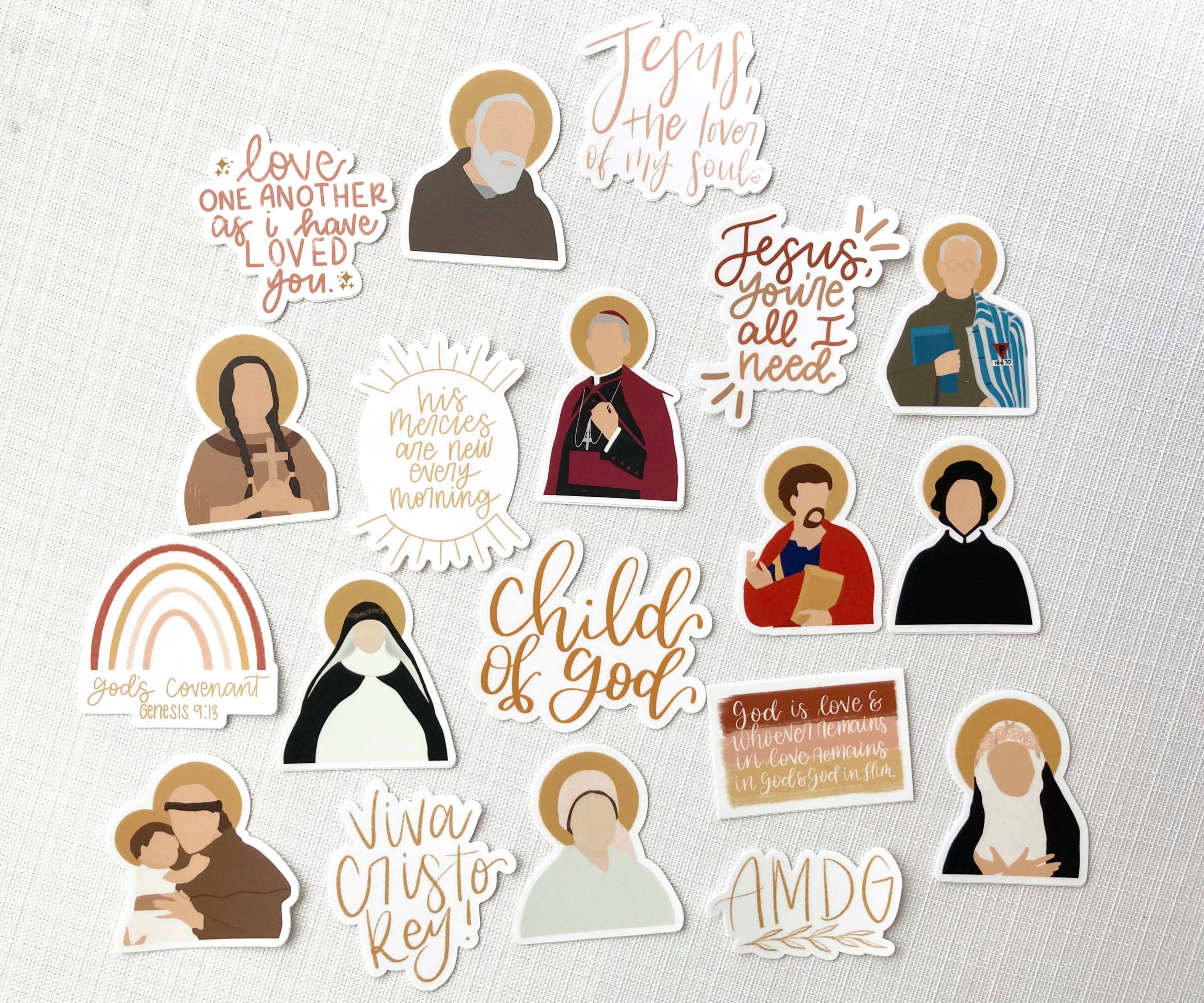 Catholic Vinyl Sticker Bundle Catholic Stickers Saint | Etsy