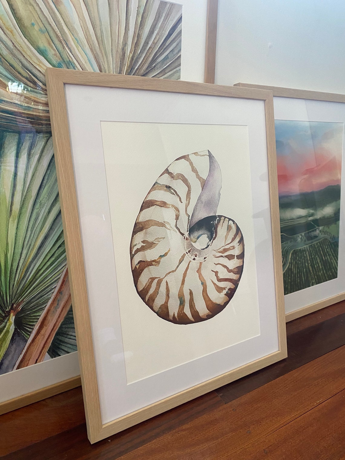 Nautilus Shell Art, Sea Shell Print, Watercolour Shell, Nautical Print ...