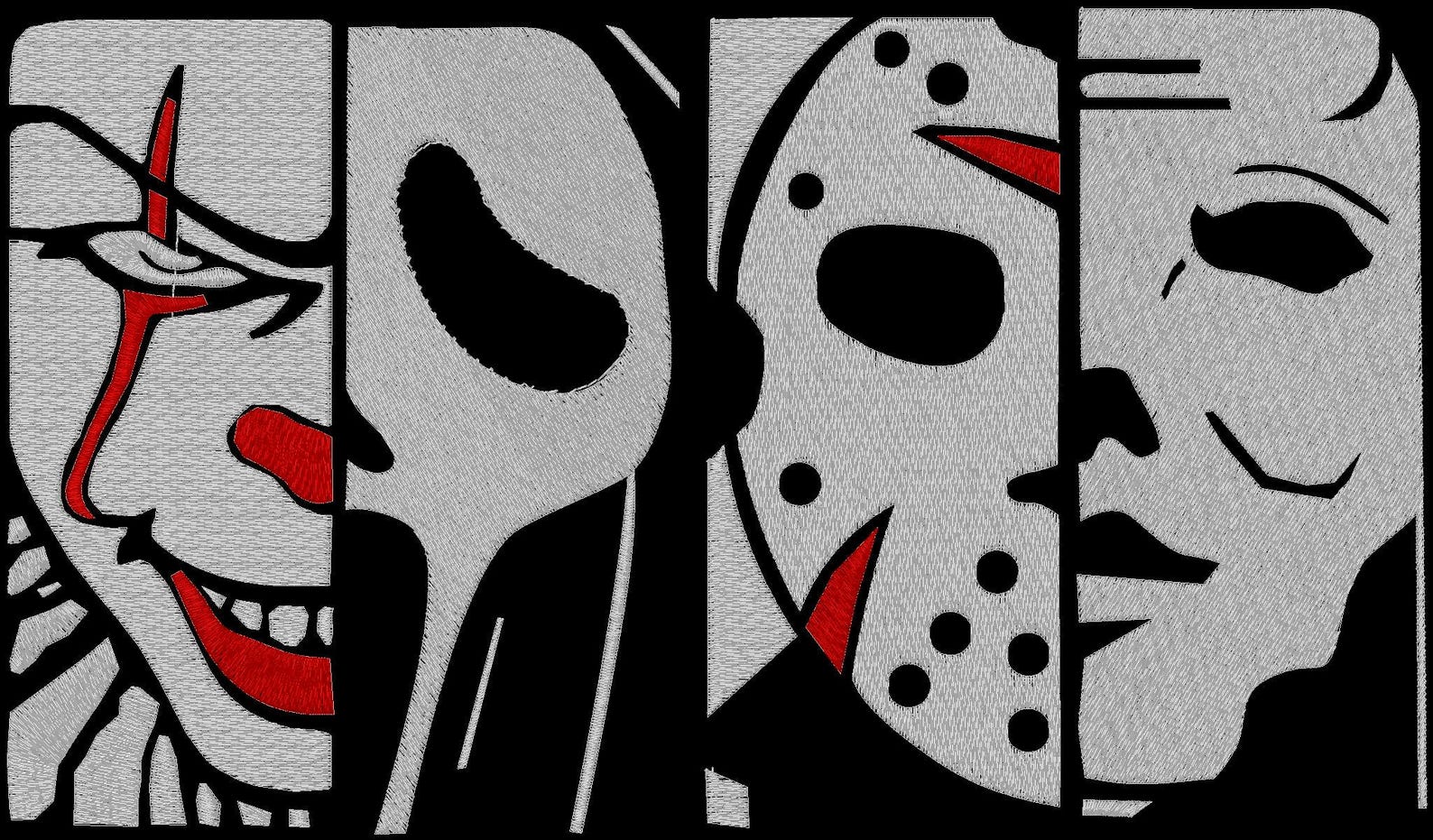 Horror Movie Killer Faces Machine Embroidery Design (digital Download ...