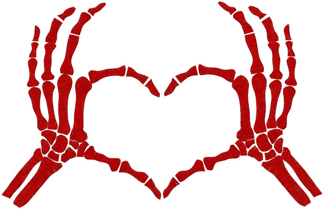 Skeleton Hands Heart Shape Machine Embroidery Digital Download Dst Pes ...