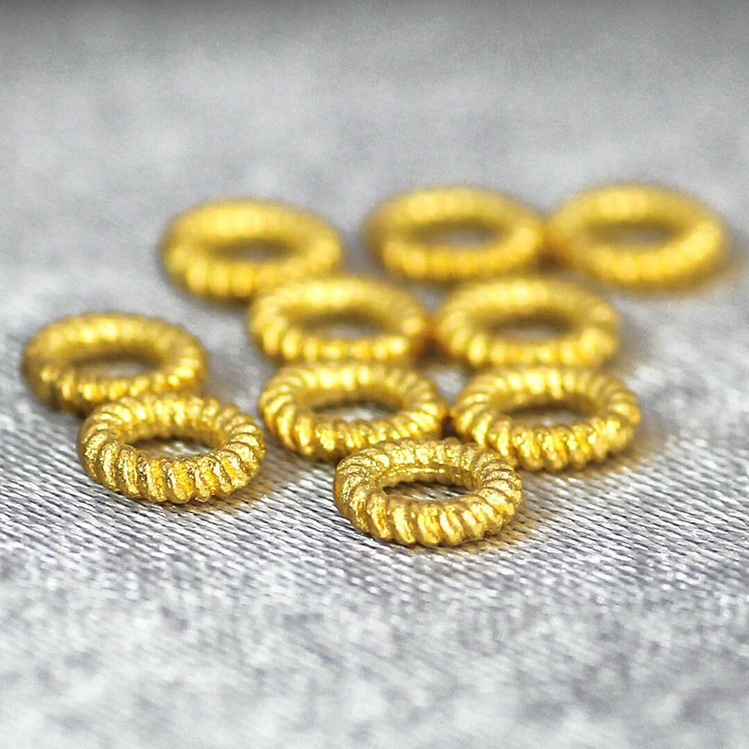 24K Pure Gold Round Spacer Rings Beads for Bracelet Necklace Jewelry ...