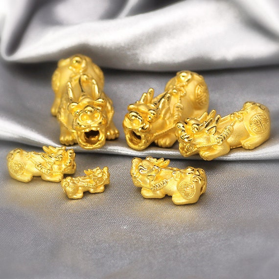 24K Pure Gold Large Pixiu Bead Wealth 999 Gold for Bracelet - Etsy