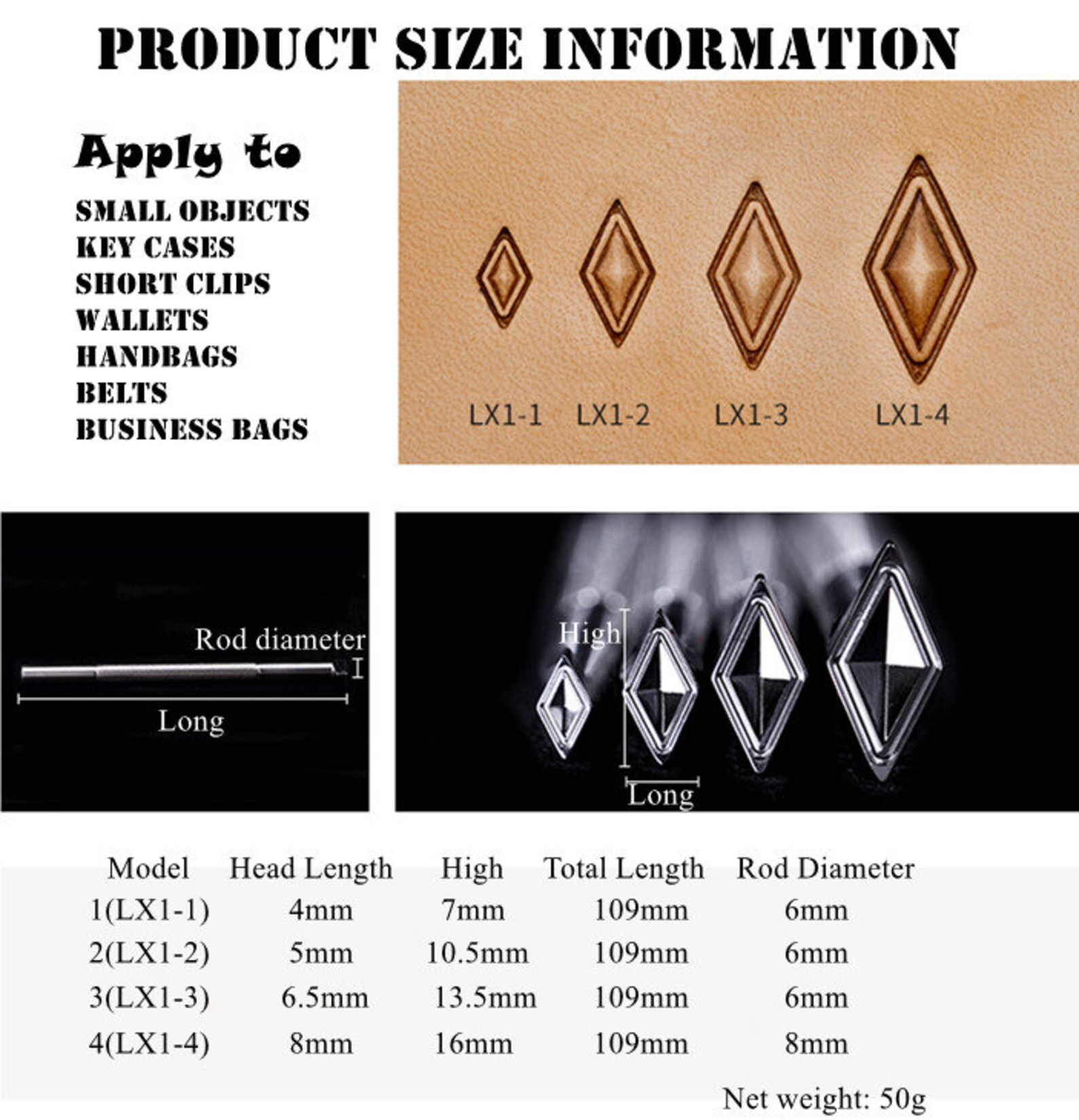 Leather Carving Tools Rhombus Saddle Making Tools 304 Stainless Steel ...