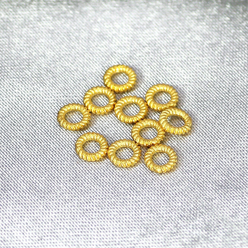 24K Pure Gold Round Spacer Rings Beads for Bracelet Necklace Jewelry ...