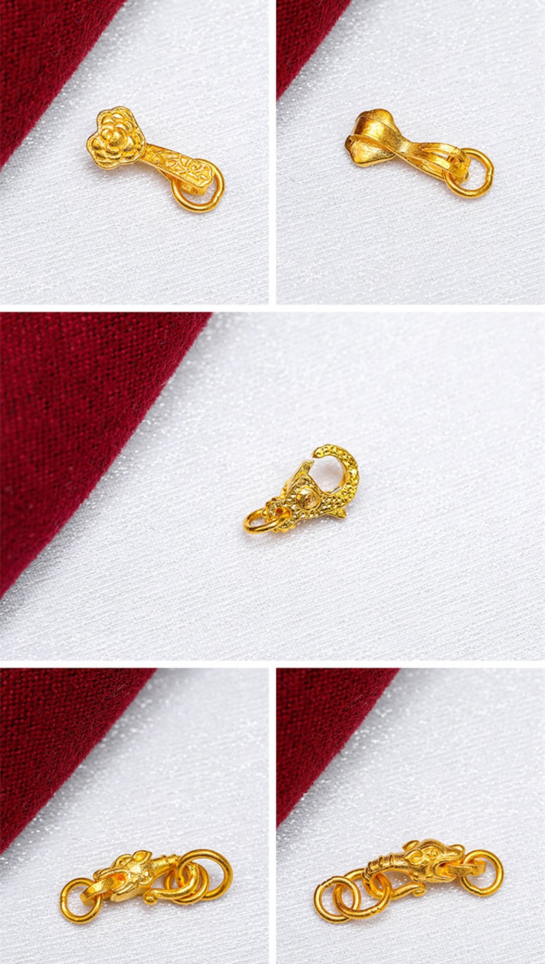 24K Pure Gold Connector Clasp Luxury Jewelry Making DIY Accessories 1pc ...