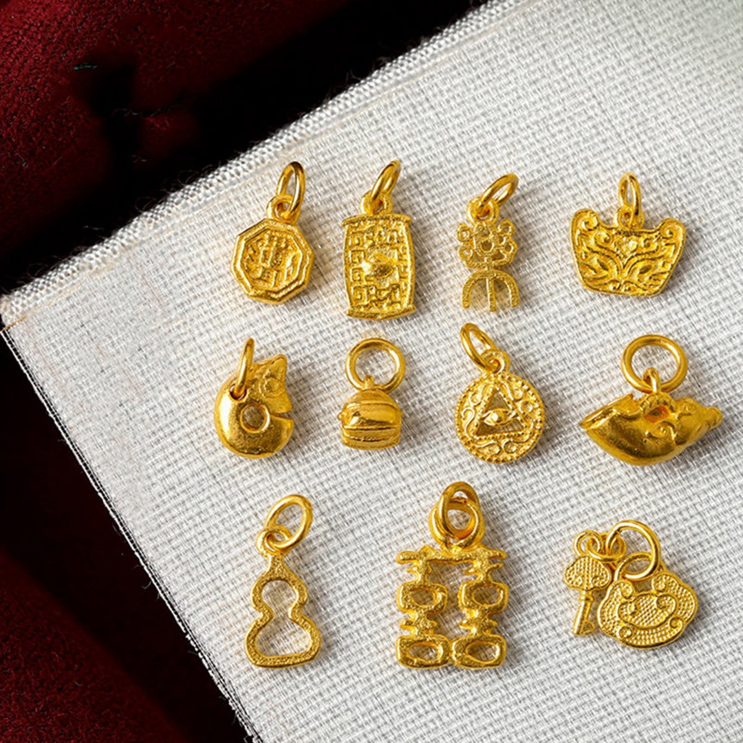 24K Pure Gold Pendant Charm Luxury Jewelry Making DIY Accessories 1pc ...