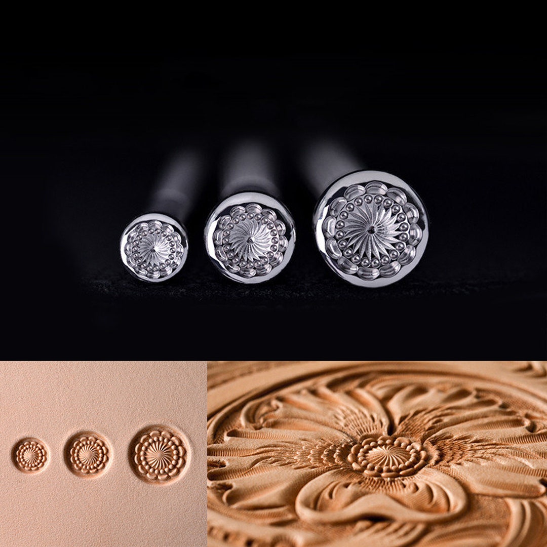 3 Flower Center Leather Stamps - Sheridan or Western Floral Flower ...