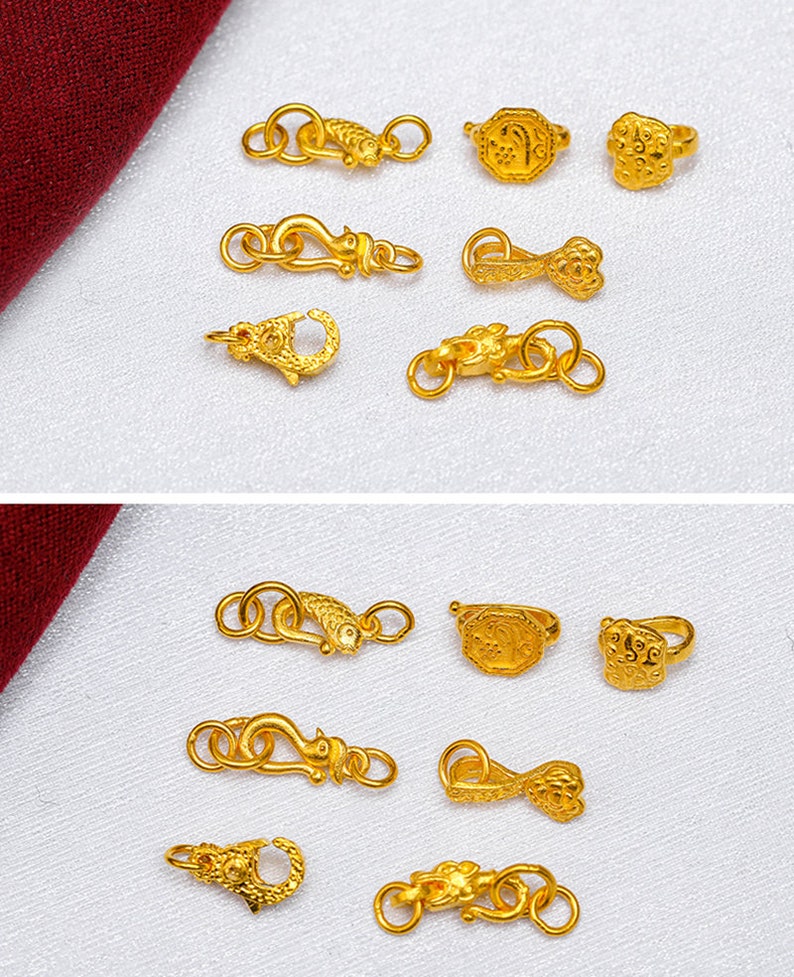 24K Pure Gold Connector Clasp Luxury Jewelry Making DIY Accessories 1pc ...