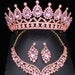 Pink Crystal Bridal Tiara Set Silver Tiara Set Necklace - Etsy