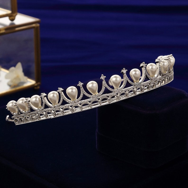 Crystal Pearl Bridal Tiaras Crown Rhinestone Pageant Bride Etsy