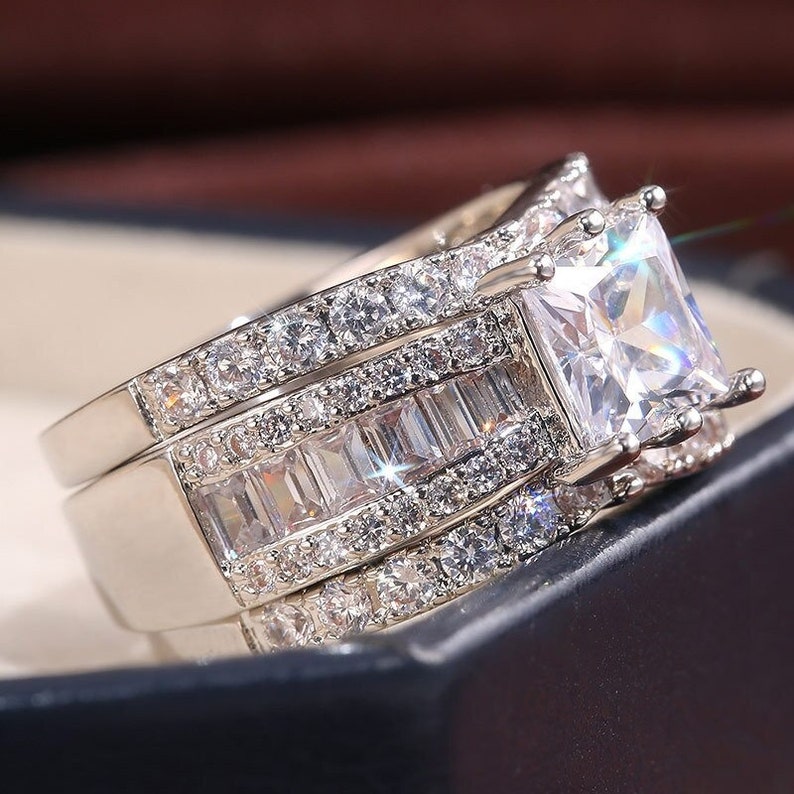 Art Deco Wedding Band Wide Band Eternity Ring Micro Pave - Etsy