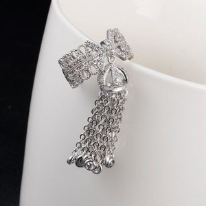 Resizable Vintage Gold Silver Rose Gold Black Tassel Ring Silver Chain ...
