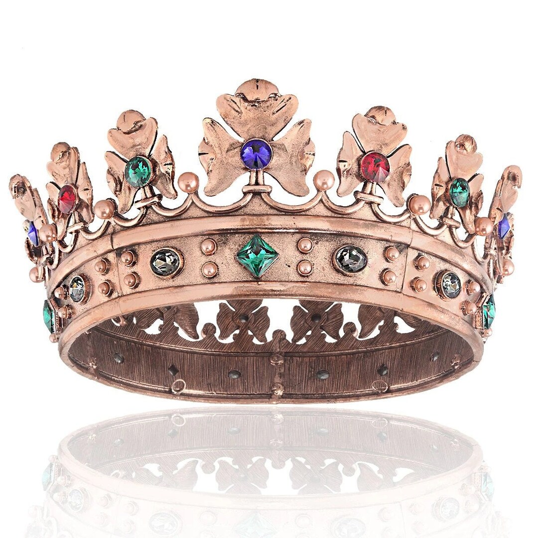 Baroque Vintage Royal King Crown for Men Bronze Rose Gold Rhinestone ...