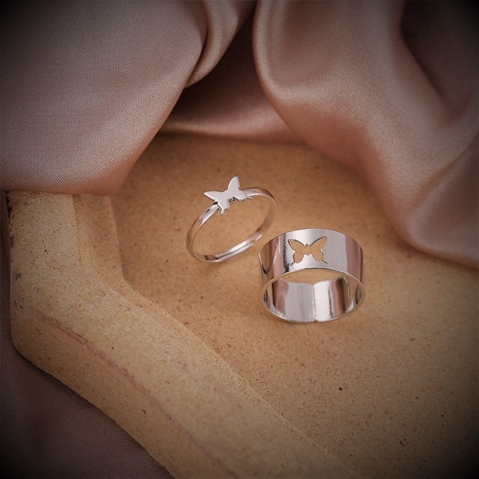 Couples Ring Set/Butterfly Rings For Men and Women/Open | Etsy