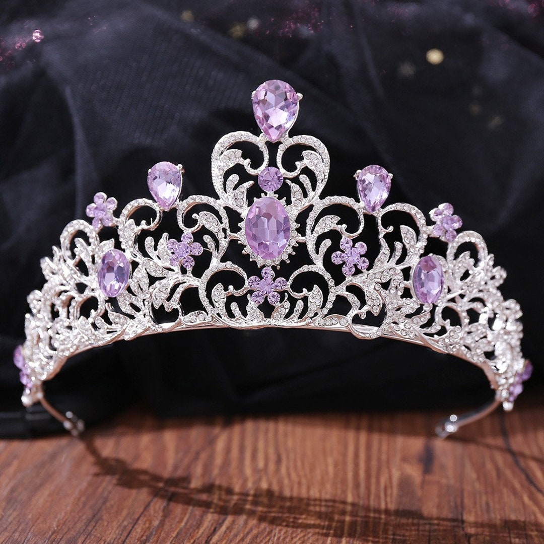 Purple Baroque Crystal Bridal Tiara Lavender Silver Tiara - Etsy