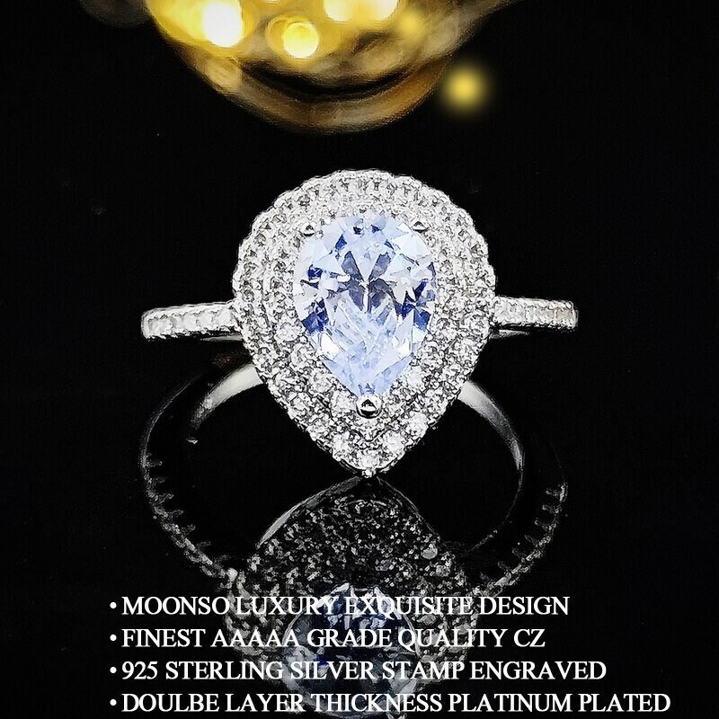 Pear Cut Halo Ring Tear Drop Engagement Ring Bridal Ring - Etsy