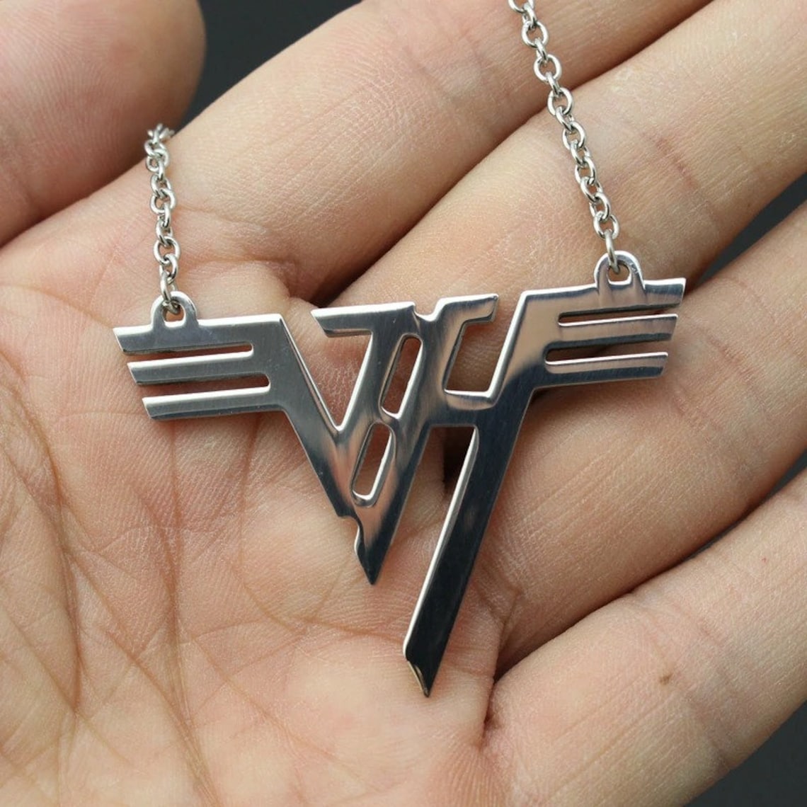 Eddie Van Halen Logo Pendant Necklace/Rock band Necklace/VH | Etsy