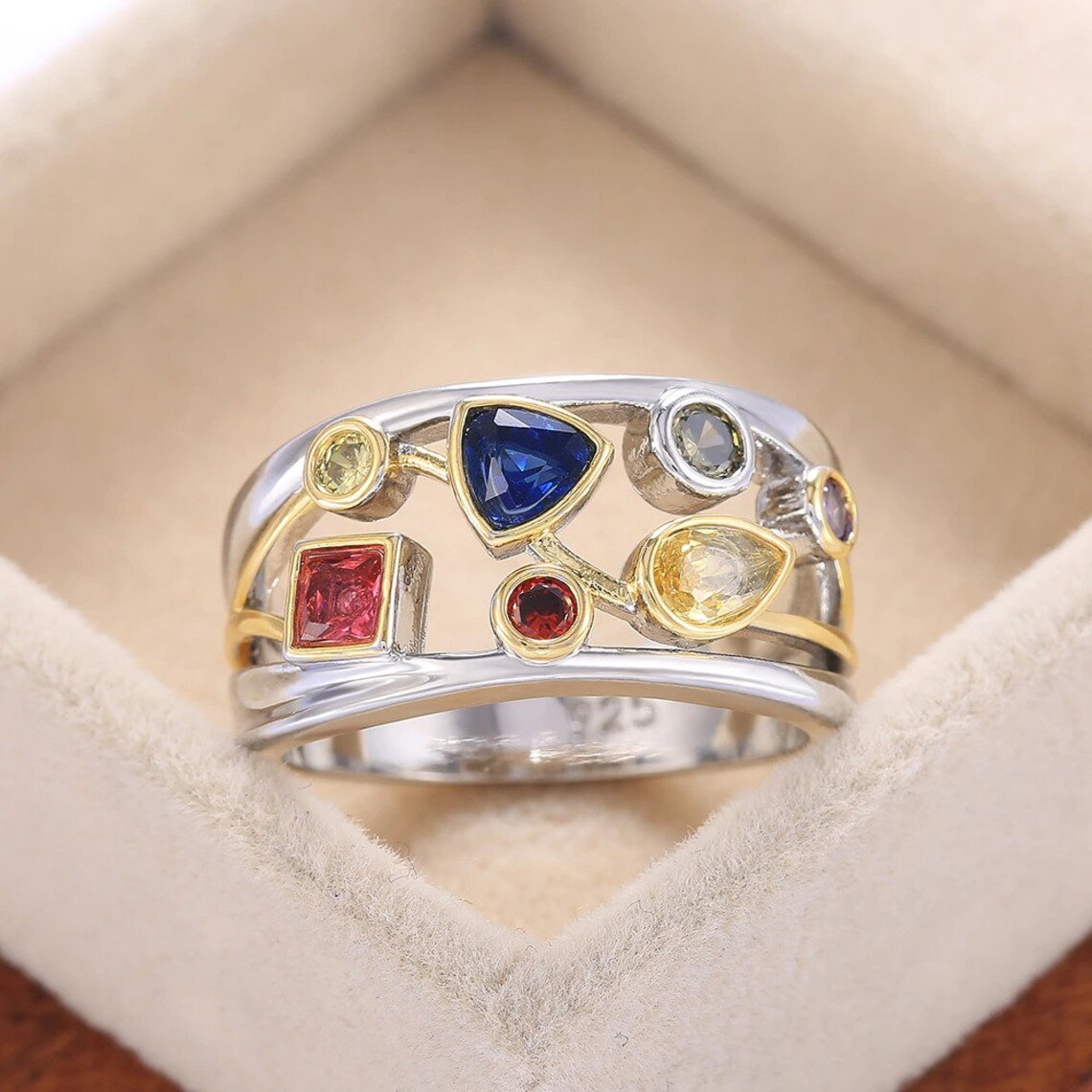 Color Stone Beautiful Cocktail Party Ring Stacking Ring - Etsy