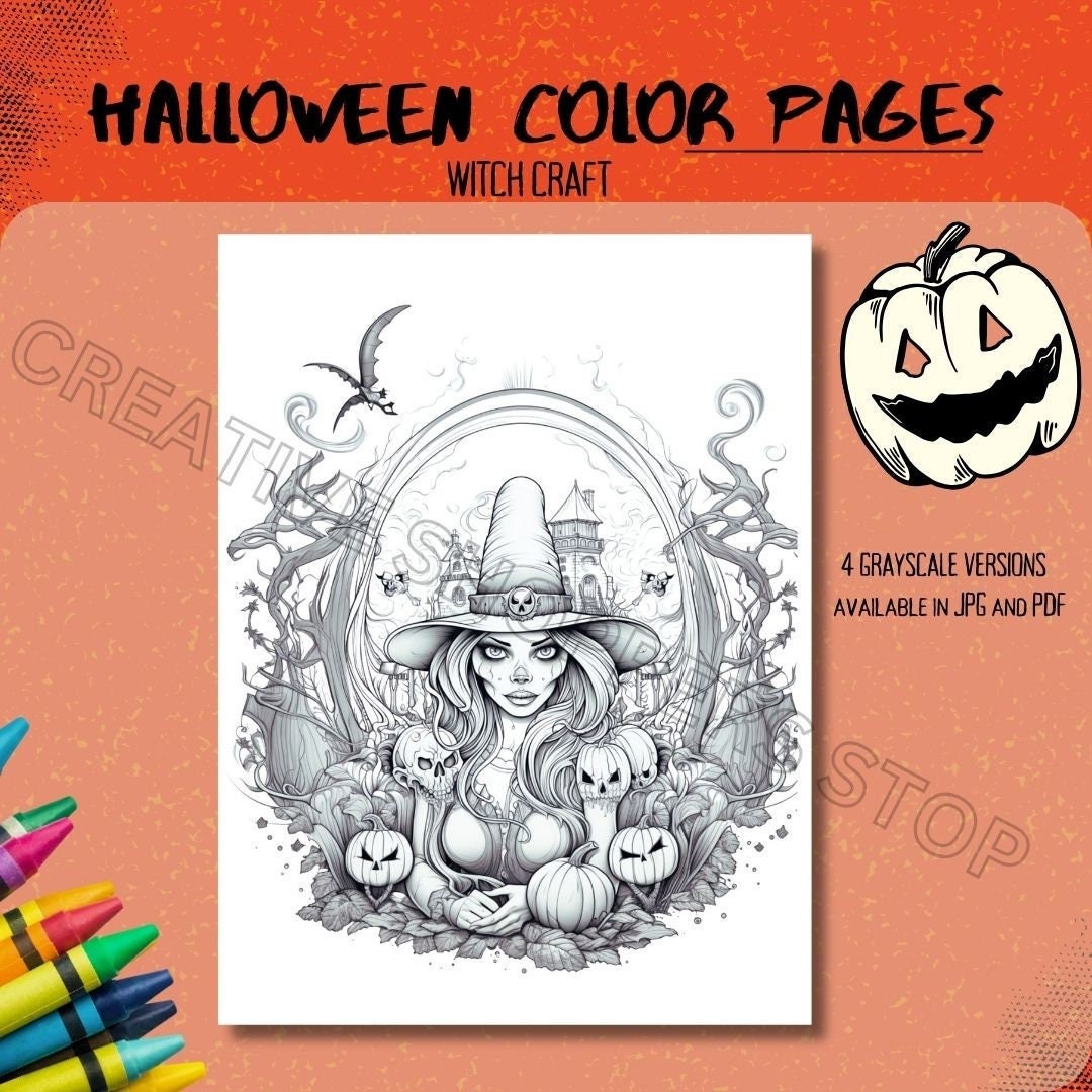 Witch Craft | Coloring Page, Halloween Witch, PRINTABLE Sheet ...