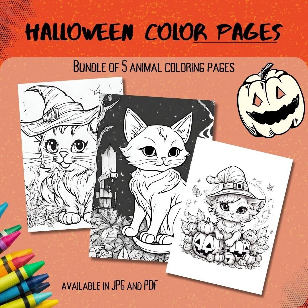 5 Halloween Printable Coloring Pages Kids,teens & Adults, Halloween ...
