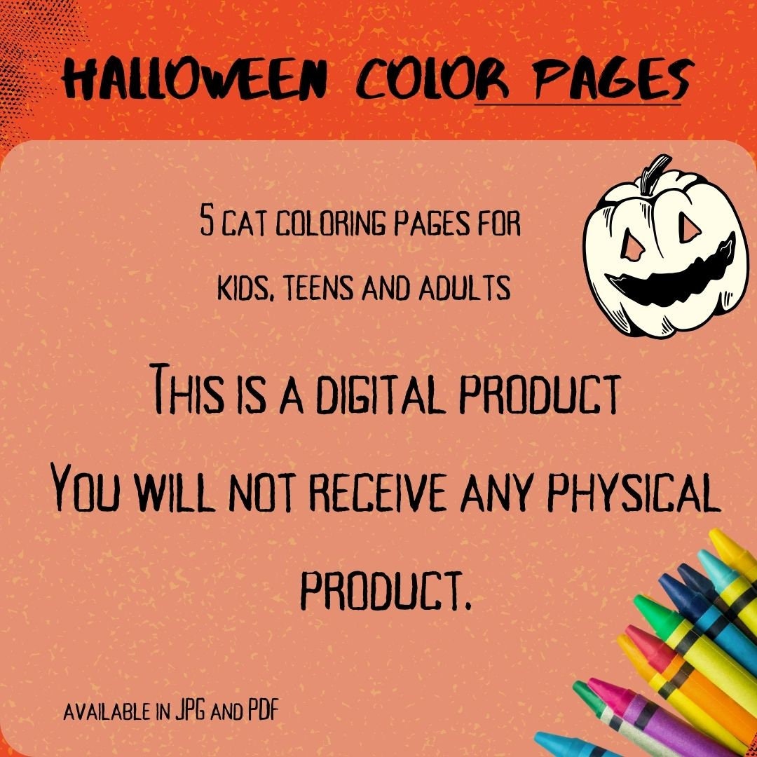 5 Halloween Printable Coloring Pages Kidsteens & Adults - Etsy
