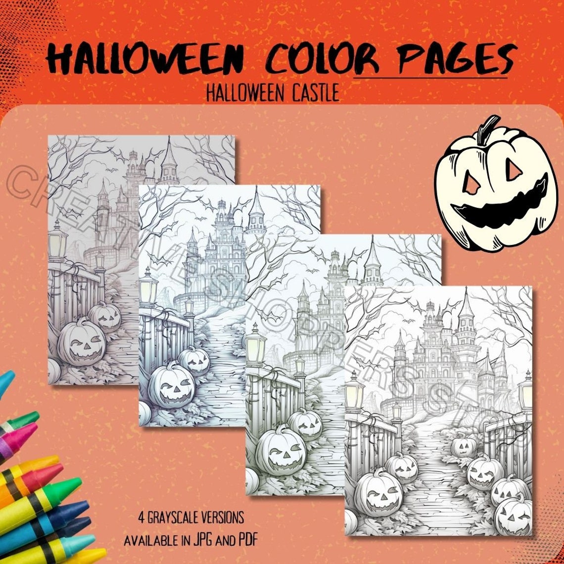 Halloween Castle | Coloring Page | Printable Adult Kids Halloween ...