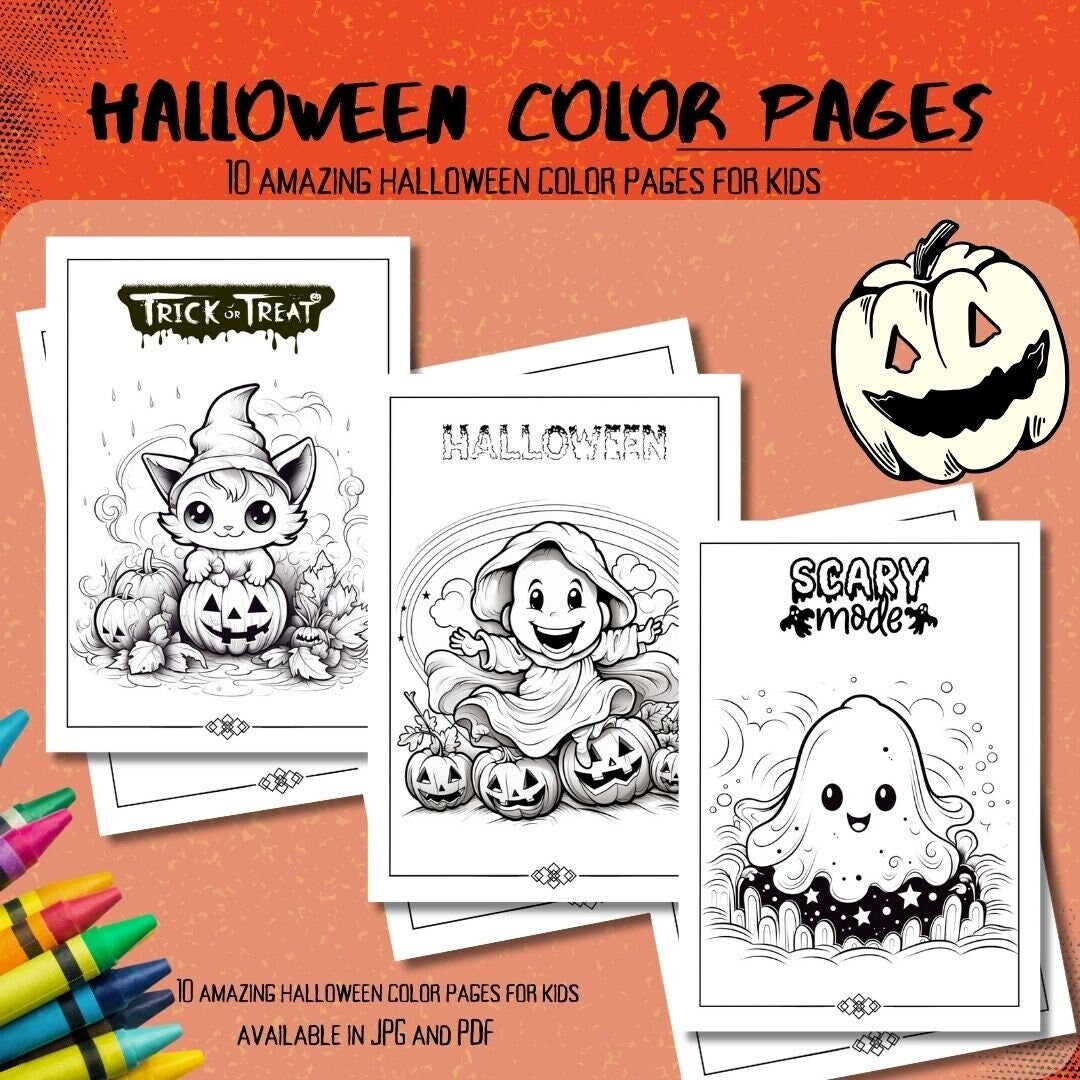 10 Halloween Printable Coloring Pages Kids,teens & Adults, Halloween ...