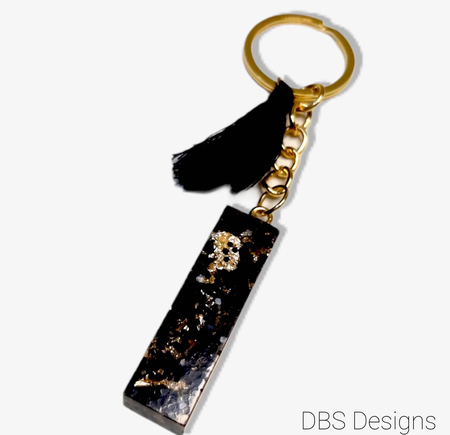Black & Gold Resin Key-chain - Etsy UK