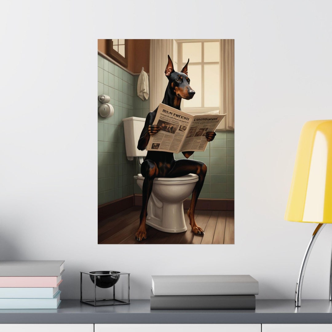 Doberman Pinscher Bathroom Wall Art, Dog Owner Bathroom Wall Art, Gift ...