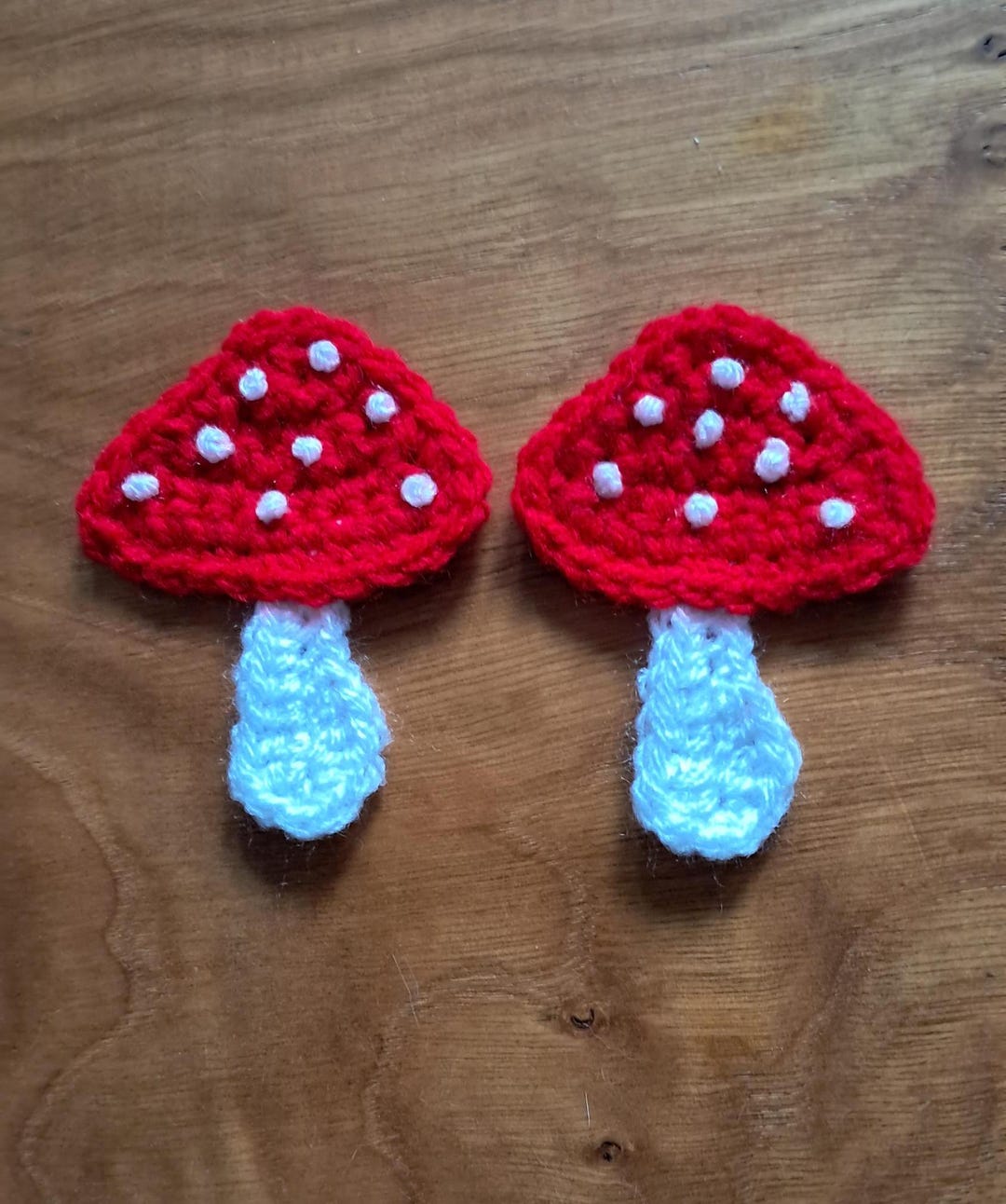 2 Crochet Toadstool Mushroom Appliques Motif Embellishment Card Making ...