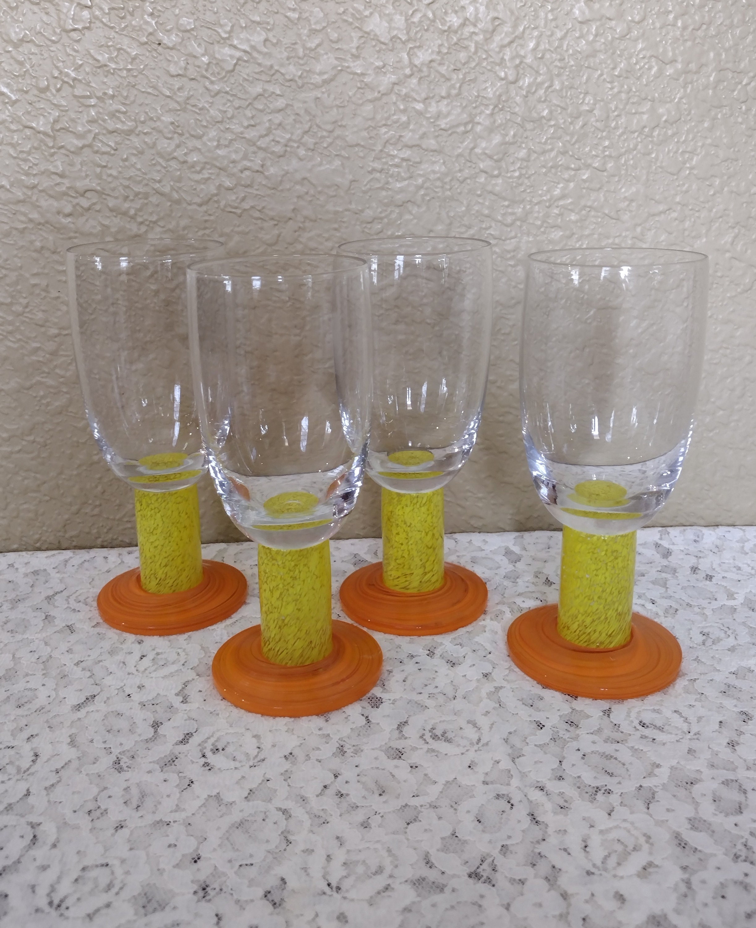 Vintage Dansk Caribe Drinking Glasses, Short Wine Glasses, Yellow ...