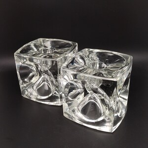 Pair of Beautiful Chunky Crystal Ice Cube Candlestick Holders ...